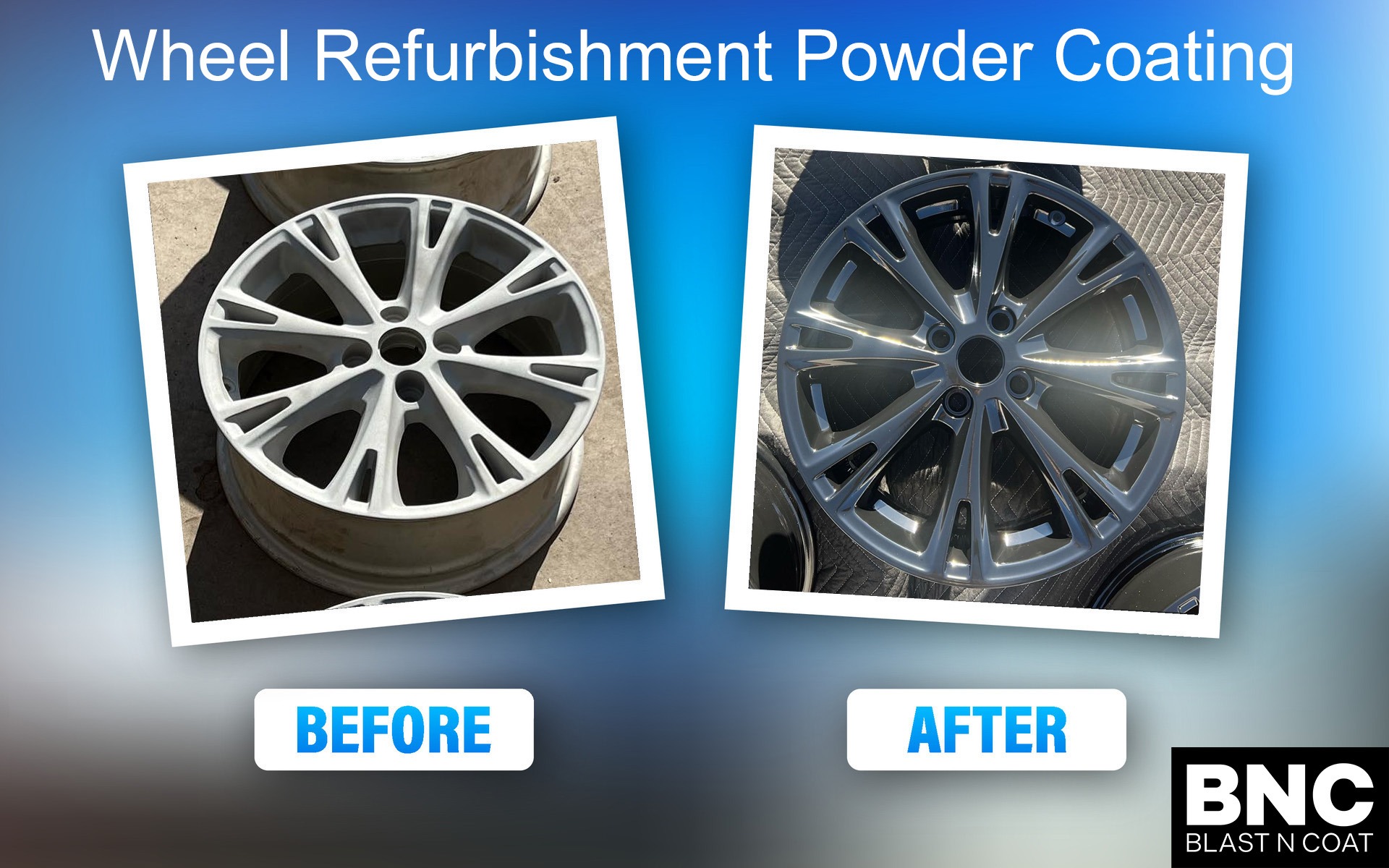 Wheel Refurbishment / Powder Coating by Blast N Coat, Essex.